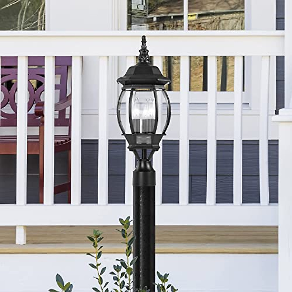 NUVO 60/899 Central Park Outdoor 3-Light Post Lantern, 60 Watts/120 Volts (Black), 21 x 7.4 Inches