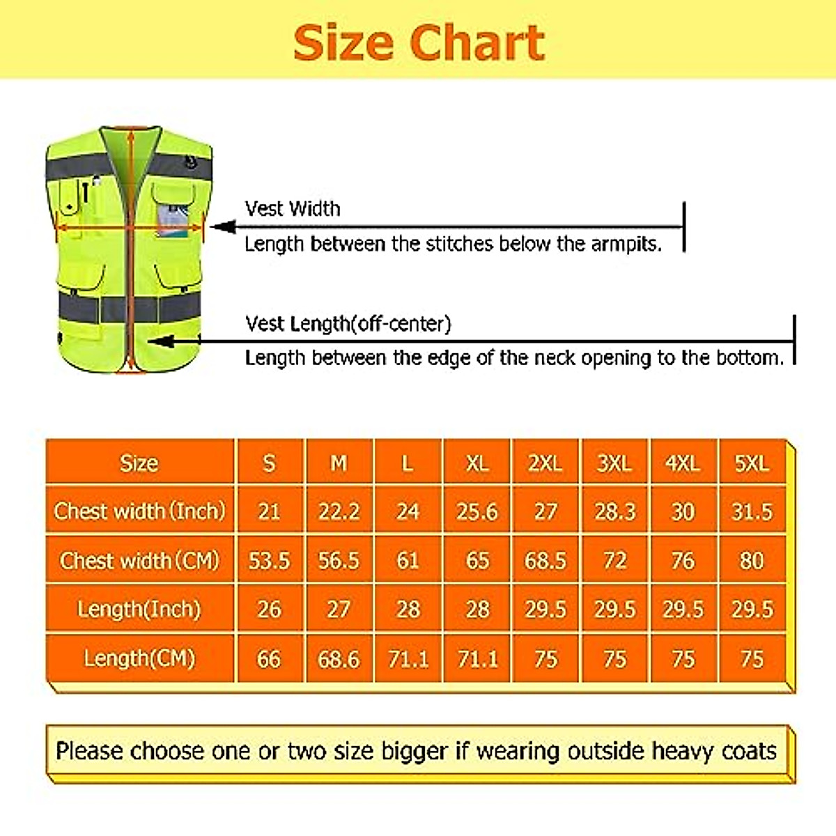 TCCFCCT High Visibility Vest 9 Pockets Reflective Safety Work Vest for Men Women, Hi Vis Construction Vest with Reflective Strips, Meets ANSI/ISEA Standards, (Yellow, Large)