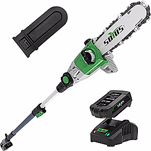 SOYUS Cordless Pole Saw, Telescoping Electric Pole Chain Saw Auto Oiling, 2.0Ah Battery,Multi-Angle Pole Chainsaw for Branch Cutting & Tree Trimming
