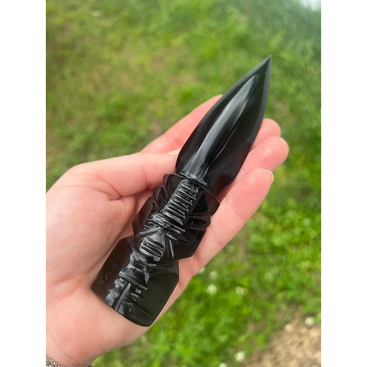 Sluiceboy Prospecting Obsidian Letter Opener | Dragon Glass Knife | 6" Length | Gemstone Obsidian Black Dagger (1)…