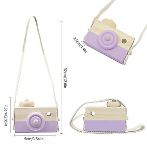 Cynzia Baby Toy Wooden Mini Camera Toy, Kid Cute Mini Sharpe Toy Neck Hanging Photographed Props for Toddlers Children Kids' Room Hanging Decor Gift (Purple)