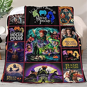TNHPYEG Travel American Fantasy Comedy Horror Hocus and Pocus Throw Blanket, Fleece Halloween Blankets and Throws for Sofa, Warm Air Conditioned Blanket 50"X40"
