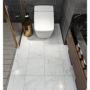 Livelynine 32-Pack White Peel and Stick Floor Tile Waterproof Vinyl Sheet Flooring Self Adhesive White Floor Tiles for Bathroom Kitchen Basement Bedroom Renter Friendly Laminate Flooring 12x12 Inch