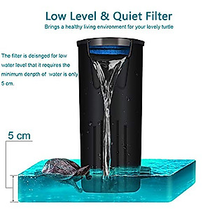 K1-Store Turtle Filter Aquarium Filter Low Water Level Internal Filter Waterfall Flow Aquarium Pump for Turtle Tank Fish Tank Reptiles Shrimp Frog Crab Tank Amphibian Tank(Filter 2020)