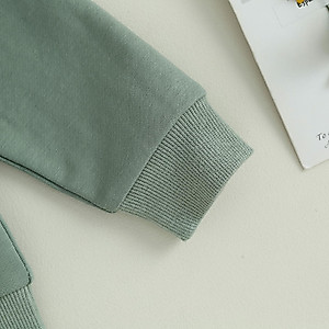 Toddler Baby Girl Clothes Long Sleeve Letter Print Crewneck Sweatshirt Sweatpants Fall Winter Sweatsuit Set Outfit (Daddy's Girl Green, 12-18 Months)