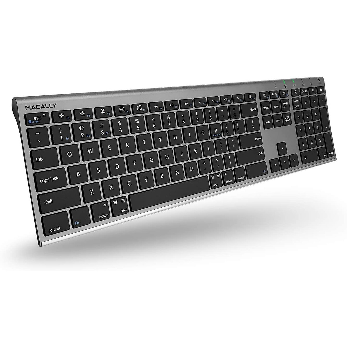 Macally Wireless Bluetooth Keyboard for Mac - Compatible Apple Keyboard Wireless for Mac iOS PC Android - Switch Between 3 Devices with Multi Device Mac Bluetooth Keyboard for MacBook Pro/Air, iMac