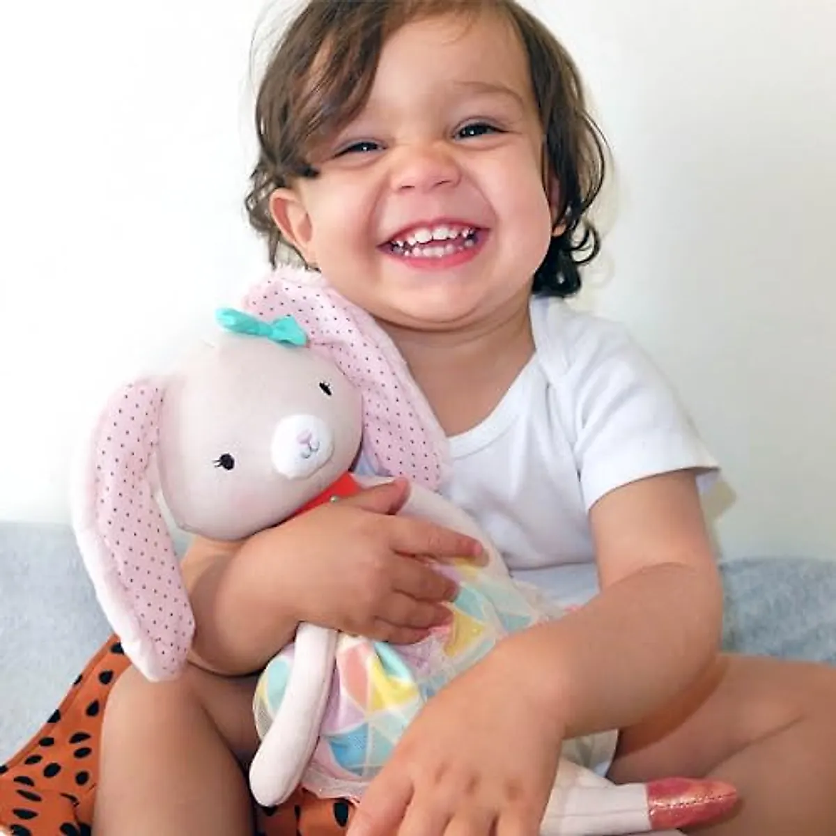 B. toys- B. softies- 15" Plush Bunny- Soft Stuffed Animal for Baby, Toddler, – Orange & Pastel Outfit- Washable Rabbit- Tippy Toes- Becky Bunny- 0 Months +