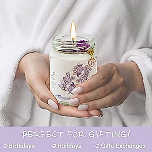 ZINCGE Pisces Zodiac Crystal Candle Gifts for Women, Astrology Spiritual Birthday Gifts Horoscope Natural Soy Bergamot Scented Candle with Dry Flowers and Amethyst Healing Crystals