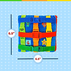 Buckle Toy - Boomer Square - Learning Activity Toddler Plane Travel Essential Toy - Develop Motor Skills and Problem Solving