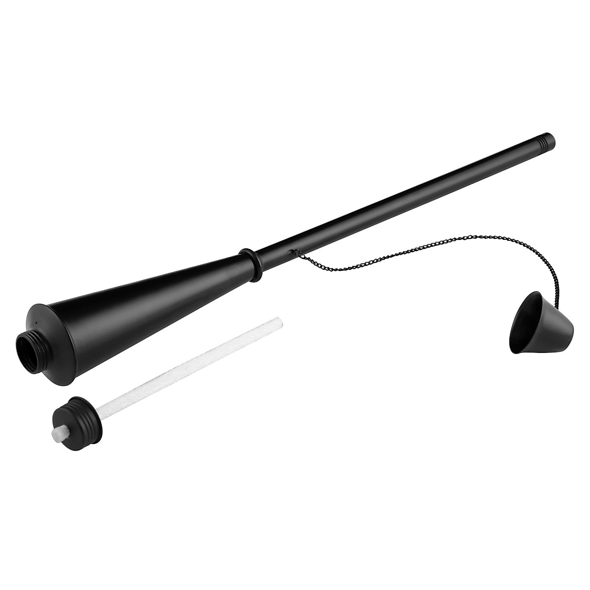 BIRDROCK HOME Mallorca Outdoor Torches - Relaxing Backyard Lighting, Easy Refill Extra Wide Mouth, Adjustable Height, Citronella Oil Compatible - Set of 4, Black, 13oz