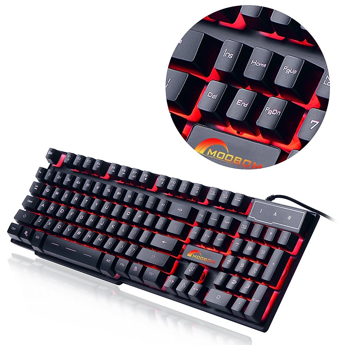 Moobom DB-A8 Mechanical Feel Gaming Keyboard, LED Three Color Backlit USB Wired Game Keyboard