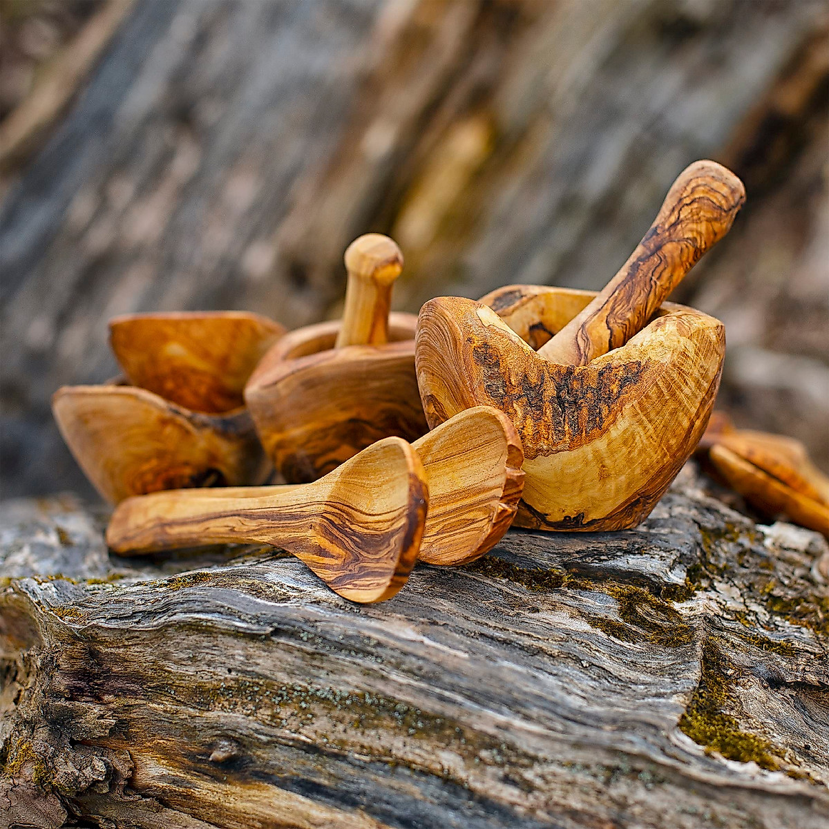 Forest Decor 5.3" Olive Wood Honey Spoons/Stick - Honeycomb Sticks for Drizzling Honey - Handcrafted Honey Dipper Stick - Wooden Honey Sticks for Honey Jar Dispense - Honey Stirrers Stick