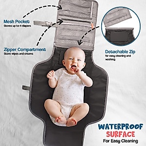 Portable Diaper Changing Pad for Diaper Bag, Waterproof Baby Changing Pad, Portable Changing Pad for Baby with Smart Wipes Pocket - Lightweight Travel Changing Pad On The Go - Baby Pad - Baby Gift
