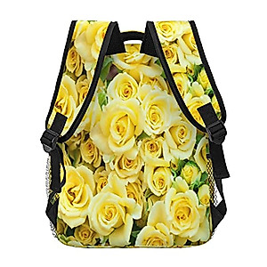 DAHALLAR Backpack Yellow Rose Flower Bookbags Highschool College Laptop Bag Casual Travel Daypack Hiking Camping