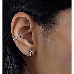 Seed2Stone - Sustainable Silver Hoop Earrings Made with Recycled Metal, Fitted Lab Grown Diamond Earrings with a Minimalist Design, Real Diamond Earrings for Women and Men (Sterling Silver)