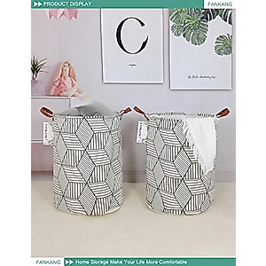 FANKANG 2 Packs Round Storage Basket Bins Collapsible Fabric Shelf Organizer for Storing Makeup, Baby Toys,Books, Office Supplies, etc（2-White Magic Cube）