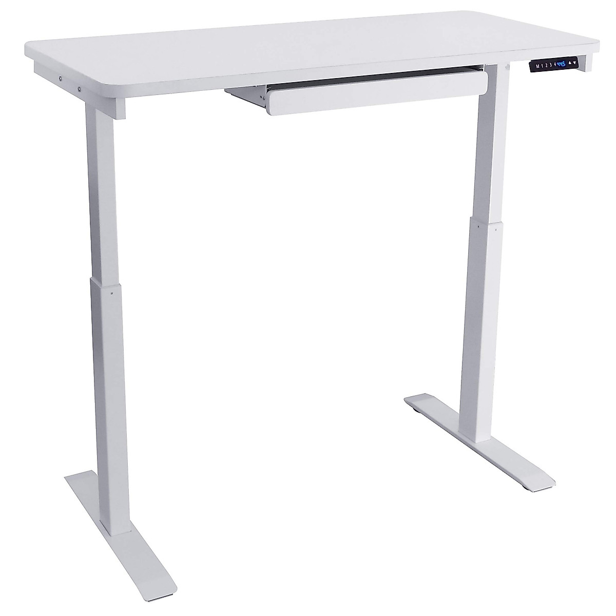 Motionwise Electric Standing Desk, 24”x48 Home Office Series, 28"-48" with Quickly Program up to 4 pre-Set Height adjustments and USB Charge Port, White Frame