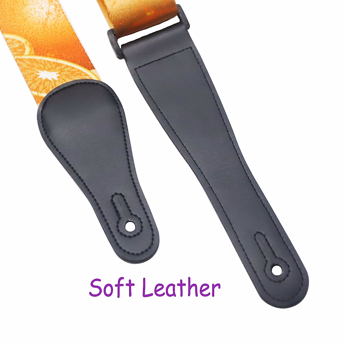 RAUYIVANY Guitar Strap - Polyester Material And Long Leather With 1 Strap Locks 2 Button 3 Guitar Picks, Length 41-61 In,for Bass Electric Acoustic Guitar - Guitarist Gifts