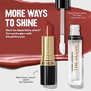 Revlon Lipstick, Super Lustrous Glass Shine Lipstick, High Shine Lipcolor with Moisturizing Creamy Formula, Infused with Hyaluronic Acid, Aloe and Rose Quartz, 002 Beaming Strawberry, 0.15 Oz