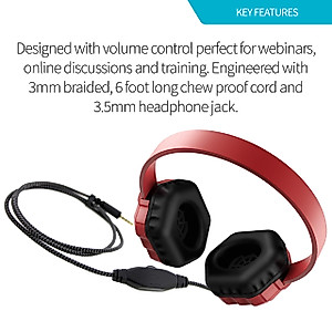 Gumdrop DropTech B1 On-Ear Headphone. Designed for K-12 Students, Teachers and Classrooms – Drop Tested, Rugged and Reliable for an Enhanced Educational Learning Experience. Color – Red
