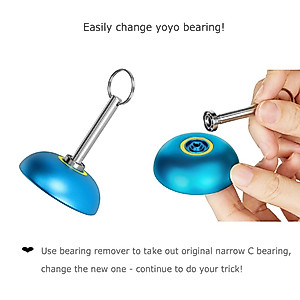 MAGICYOYO Complete Yoyo Bearing Pack, 10 Ball Golden Unresponsive Yoyo Bearing + Size C 8 Ball Yoyo Bearing + Narrow C Responsive Yoyo Bearing + Bearing Removal Tool + 6 Yoyo Strings + 6 Yoyo Axles