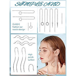 Drperfect 12Pairs Stainless Steel Threader Earrings for Women Chain Tassel Earrings Double Twist Wave Dangle Drop Chain Earrings Set