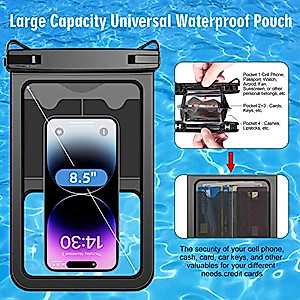 Extra Large Waterproof Phone Pouch, 2 Pcs IPX8 Universal Water Proof Phone Case for iPhone Samsung Galaxy, Plastic Cell Phone Dry Bag with Half-Height Pocket & Card Pocket, Up to 10.5"