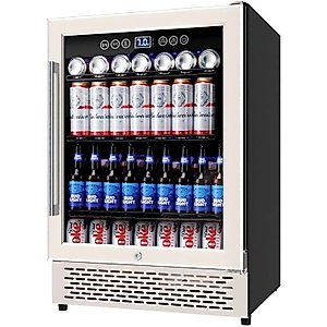Altatac Beverage Refrigerator with Glass Door 180 Cans Mini Beverage Cooler Under Counter Frestanding Built in Center Garage Fridge