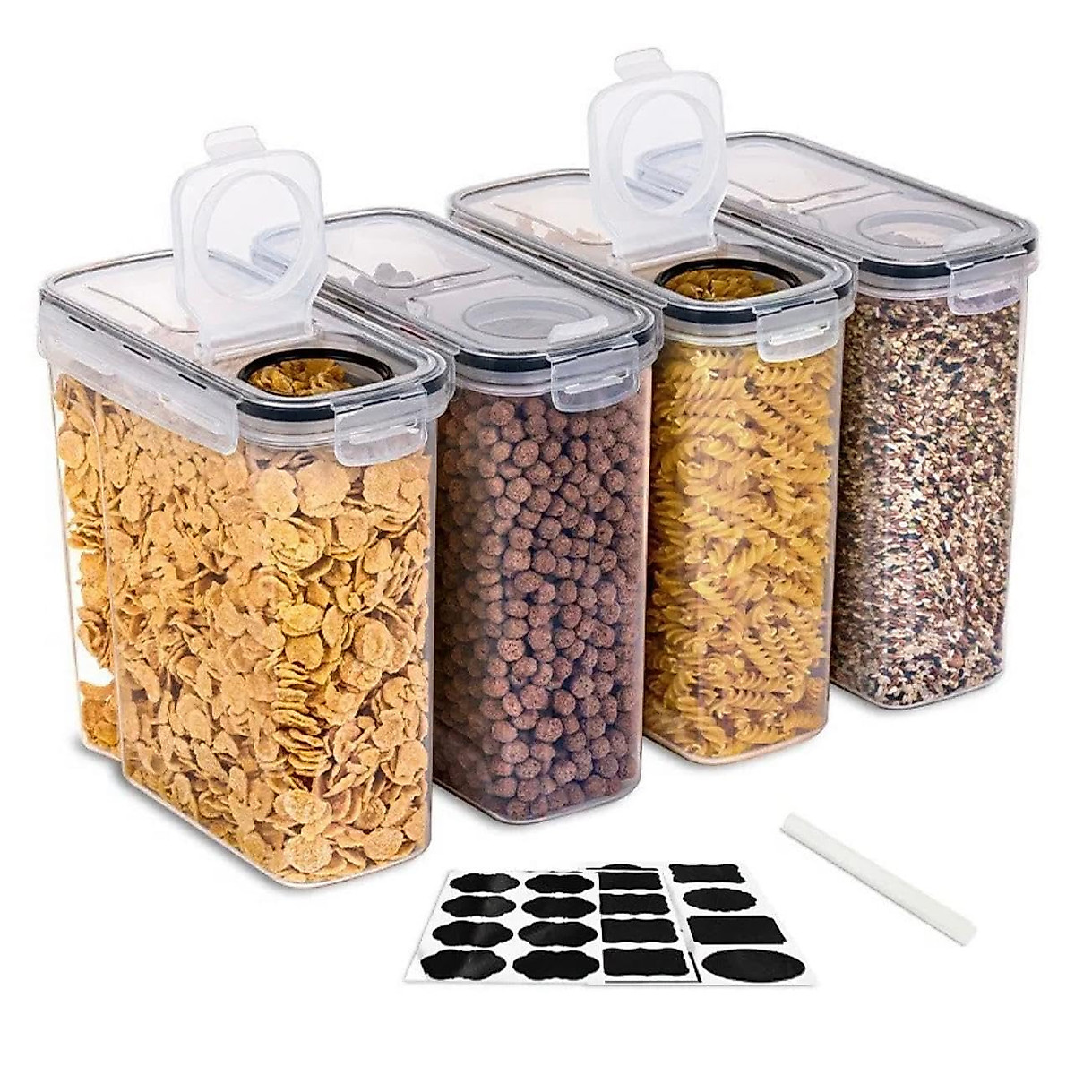 Airtight Food Storage Containers with Lids, Set of 4, Clear Plastic