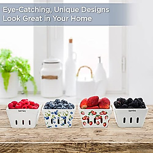 Ceramic Berry Basket set of 4 | Farmers berry basket | Strawberry market basket | Cute berry bowl | Unique ceramic fruit bowl| berry containers with holes | ceramic fruit basket for fridge