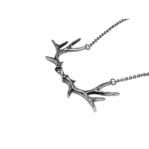 Deer Antler Choker Necklace in Pewter