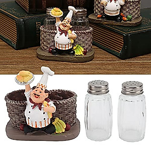 BORDSTRACT Chef Stature Holder, Salt and Pepper Shaker Sets, Chef Statue Bottle Holder Decoration, Spice Storage Box for Kitchen