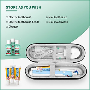 Yinke Travel Case for Braun Oral B/Oral-B Pro/Philips Sonicare Electric Toothbrush, Fits for Oral-B Pro 1000 1500 /iO Series 7 8 9, Hard EVA Cover Protective Storage Bag (Black Sliver)