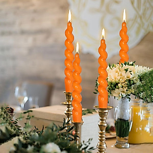 Gedengni Candlestick Short Taper Candle - 7 inches Cute Candle Sticks Orange Tapered Candles Pumpkin Twisted Candlestick for Holiday Wedding Women Gifts(2D-Orange)