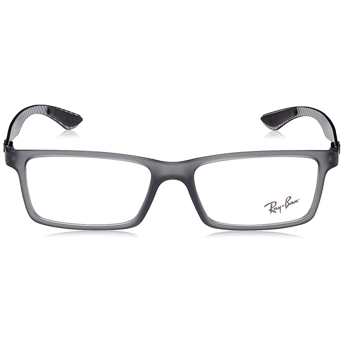 Ray-Ban RX8901 Rectangular Prescription Eyeglass Frames, Demi Gloss Grey/Demo Lens, 55 mm