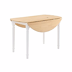 MUSEHOMEINC Farmhouse Folding Dinning Table, Round Table, Dinning Tables for Small Spaces,Drop Leaf Extendable Oval Top Kitchen Table,Space Saving Kitchen Table Dining Room,Living Room