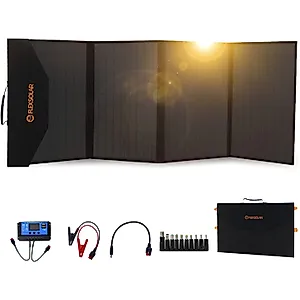 120W Portable Solar Panel Charger for Camping Outdoors, Waterproof IP65 Foldable Solar Charger with Type-C&2 USB Ports & 18V DC Output for Solar Generators, Power Bank, 12V Car Battery
