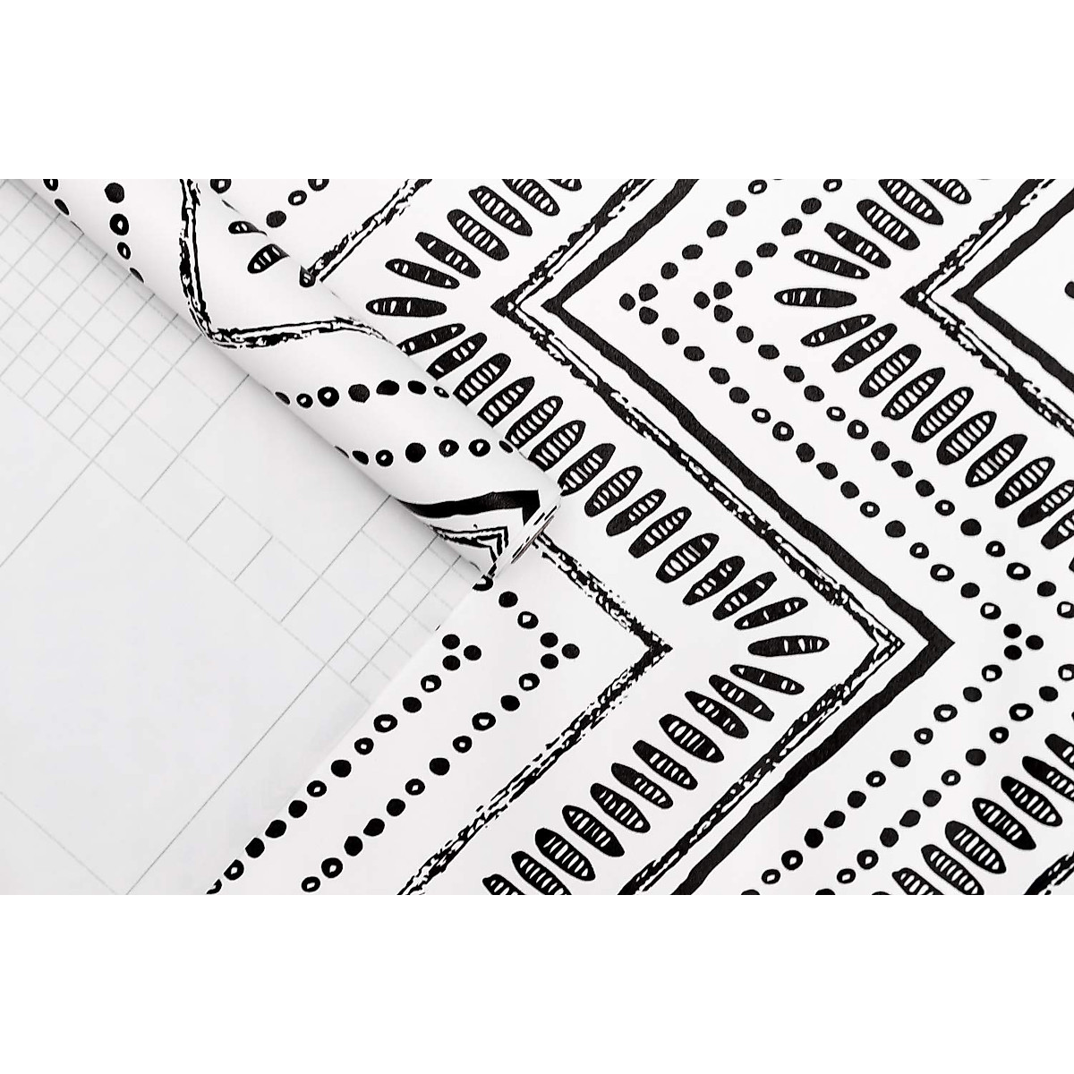 HAOKHOME Black and White Wallpaper Boho Geometric Self Adhesive Textured Wall Paper Modern for Bathroom Decor e 17.7in x 9.8ft