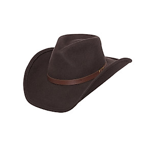 Men's Outback Wool Cowboy Hat Dakota Brown Shapeable Western Felt by Silver Canyon, Brown, Medium