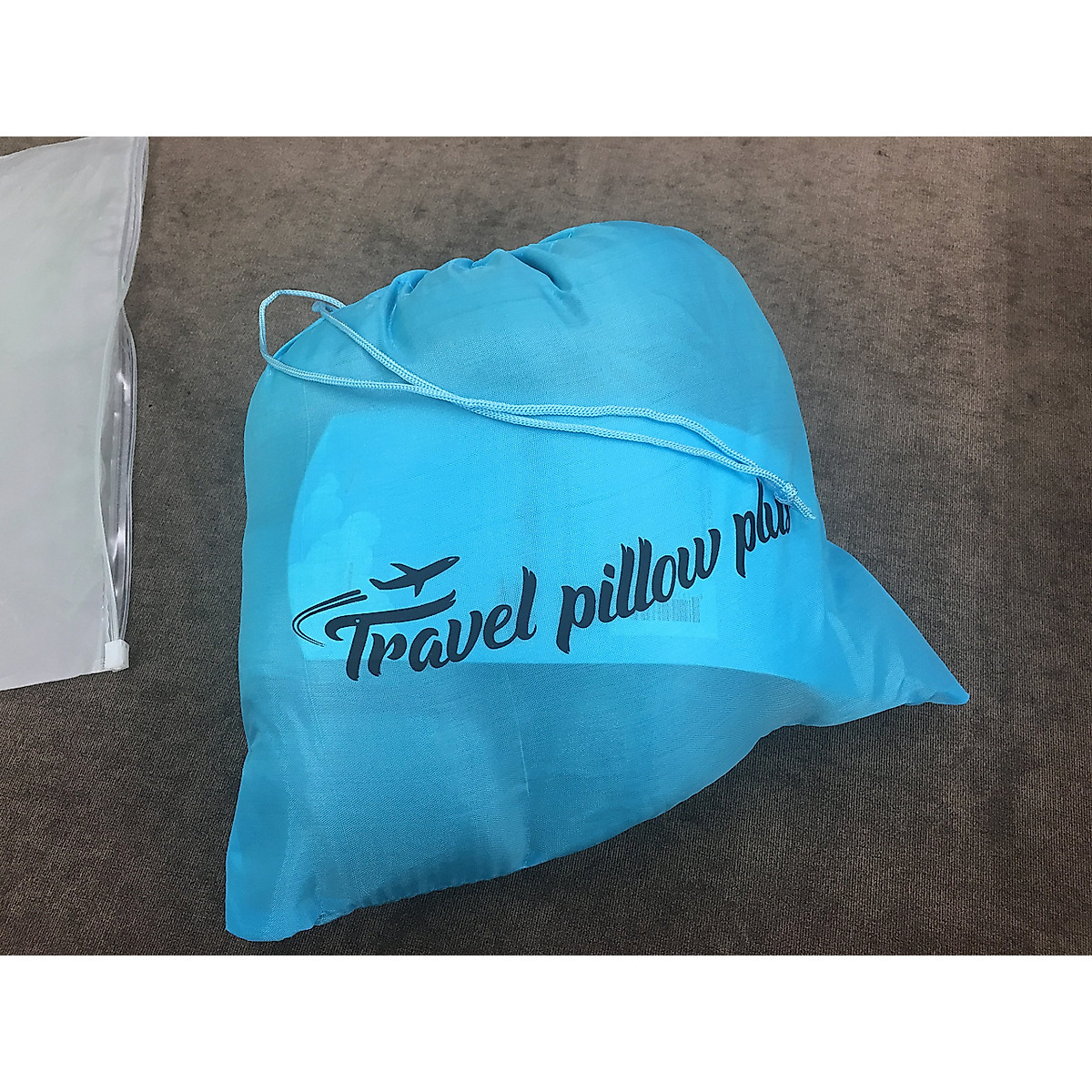 Travel Neck Pillow Plus for Neck Support, Soft Memory Foam Neck Cushion for Airplane, Car & Train Lightweight & Portable U Shaped Cushion with Removable Soft Cover (Grey)