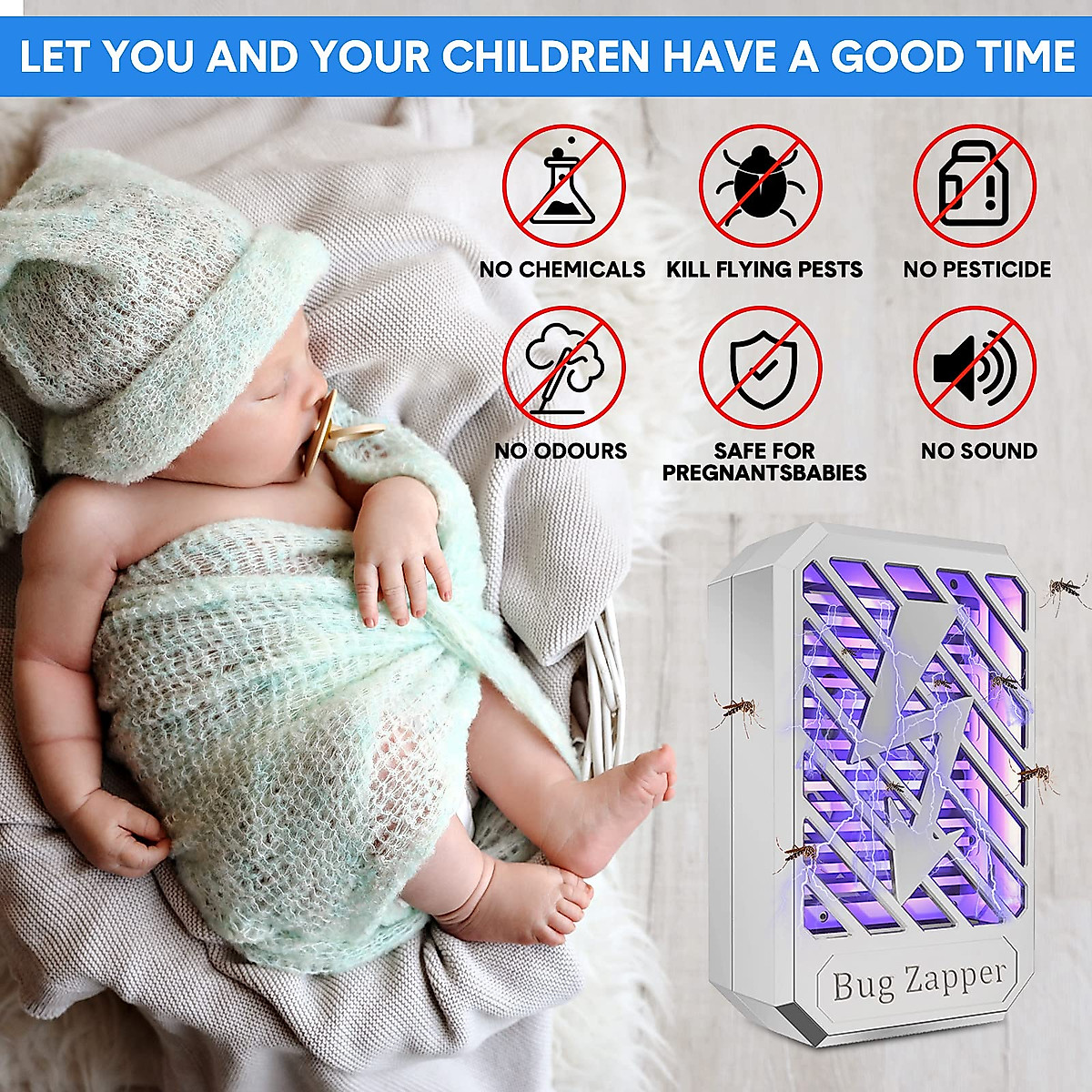 4 Pcs Electric Bug Zappers Plug in Portable Indoor Home Mosquito Zapper Insect and Fly Killers for Removing Mosquitos Insects Files Gnats Bugs Moths (White)