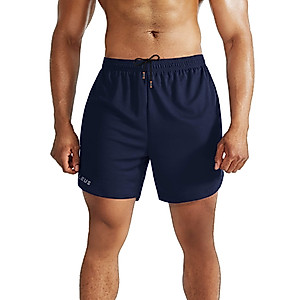 NELEUS Men's 2 in 1 Running Shorts with Liner,Dry Fit Workout Shorts with Pockets,6070,2 Pack,Black/Navy Blue,US 2XL,EU 3XL