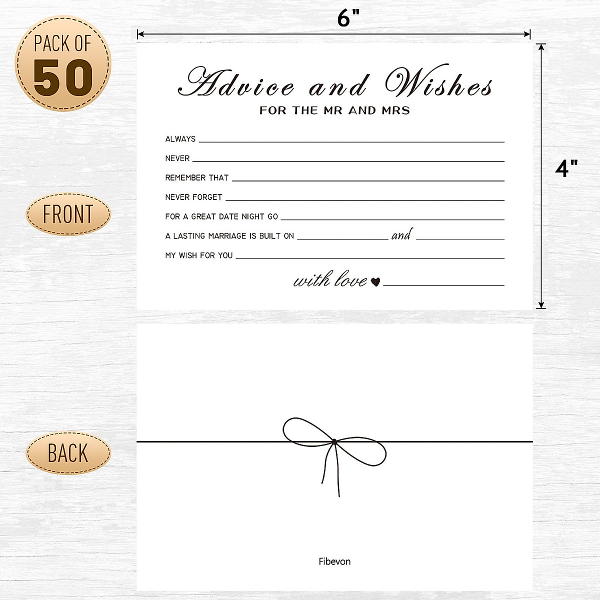 Advice and Wishes Cards for the New Couples Mr and Mrs, Bride and Groom, Newlyweds, Perfect 50 Pcs Wedding Advice Cards for the Wedding Reception Decorations/Bridal Shower Party