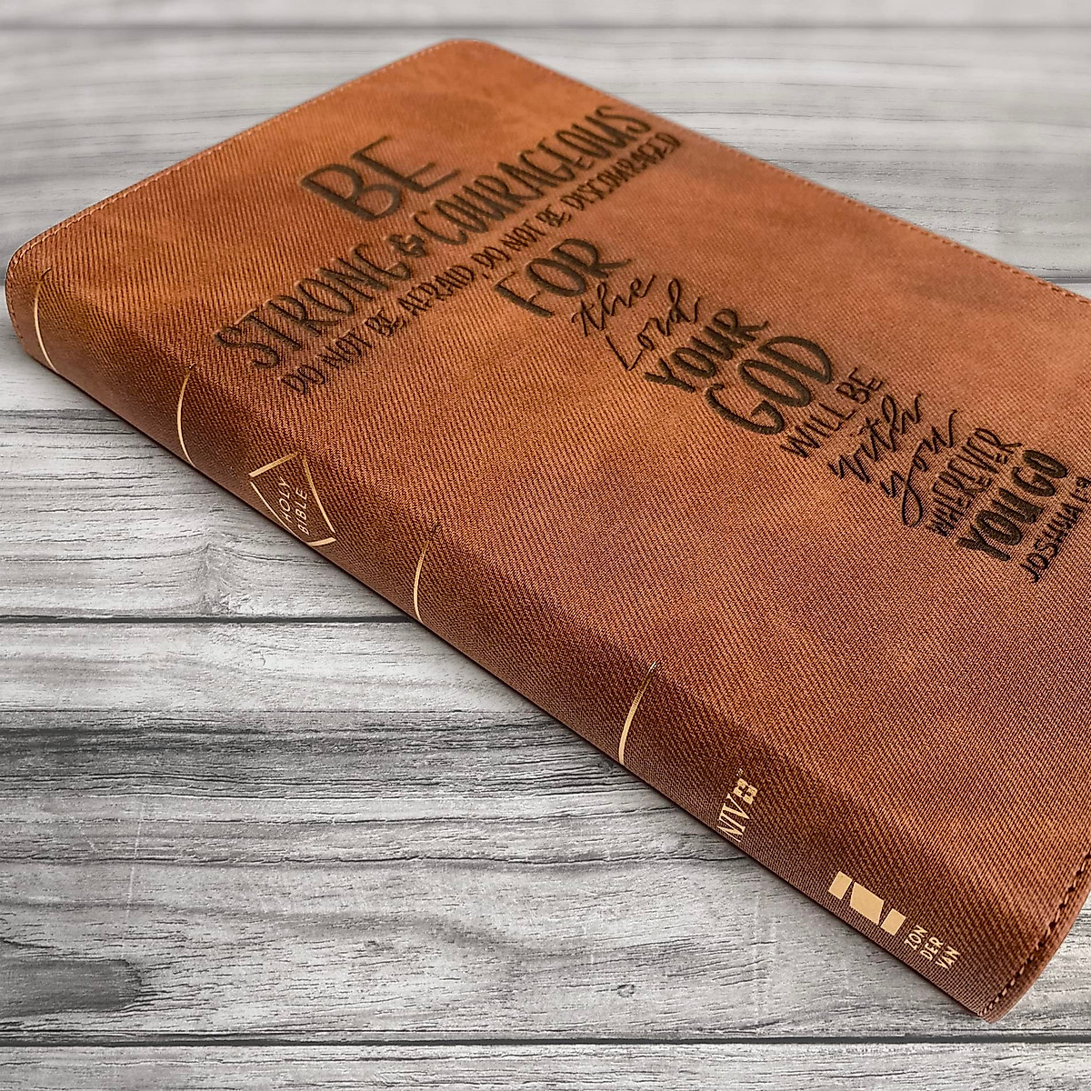 Hand Lettered and Laser Engraved NIV Passaggio Bible, Brown, Custom Name Engraving Available, Personalized Gift for Wedding, Baptism, Graduation or Birthday