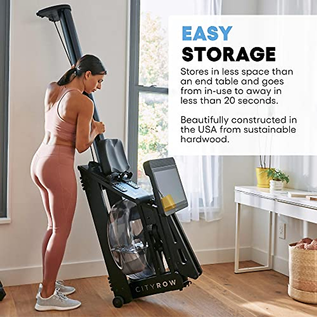 CITYROW Max Rower - Portable Rowing Machine for Home - Gym Quality Exercise Equipment - Low Impact, High Intensity Row Machine for All Fitness Levels - Large HD Touchscreen with Bluetooth Connectivity