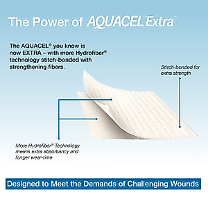 ConvaTec AQUACEL Extra 2"x2" Hydrofiber Two-Dimensional, Soft Absorbent Non-Woven Wound Dressing, 420671, Box of 10