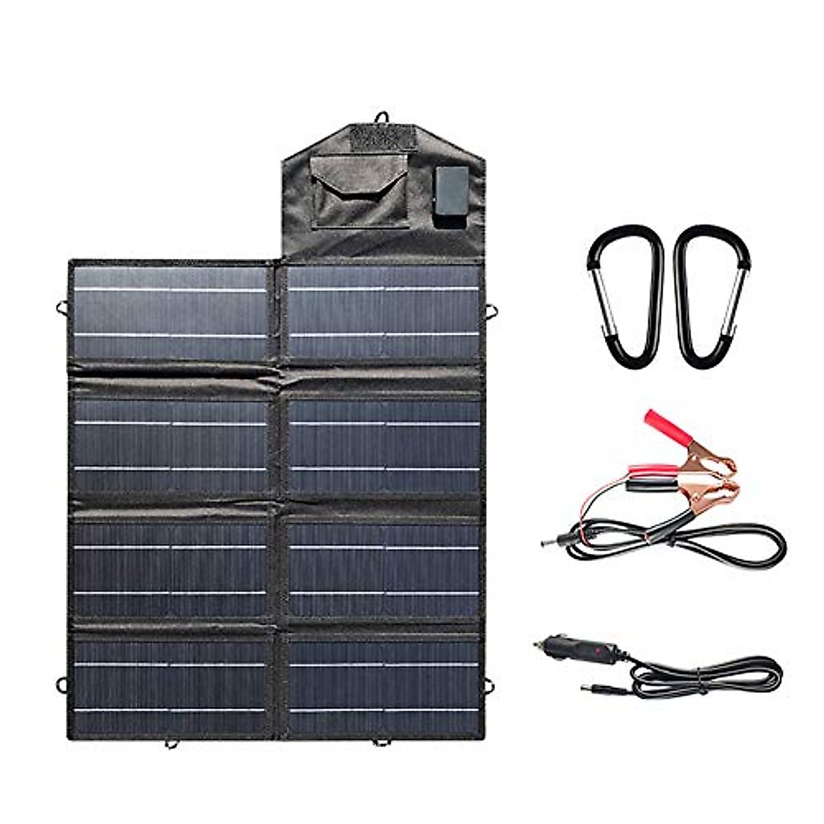 AIZYR 50W Portable Foldable Solar Panel Charger, Waterproof Controller Solar Suitcase with Crocodile Clip and Dual USB Outputs for Portable Generator Power