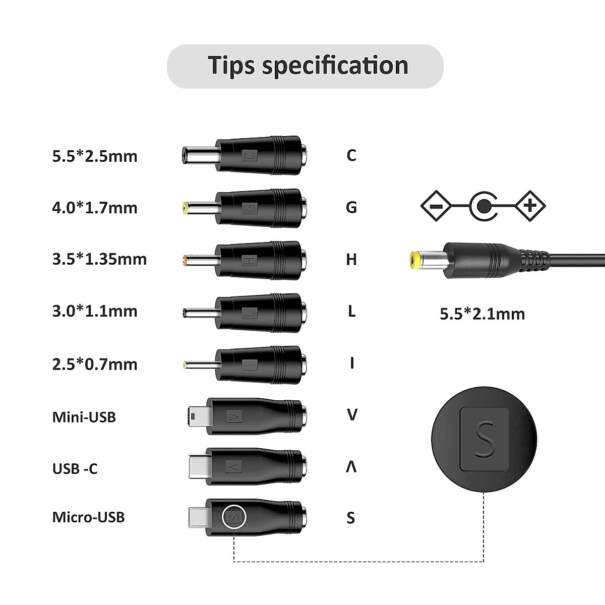 Basicvolt 5V 2A AC Adapter, Versatile 5Volt 2Amp Power Supply Wall Charger Power Adapter w/ 8 Tips for Camera, BT Speaker, GPS, USB Hub, TV Box, Webcam, Router and More 5V Electronics