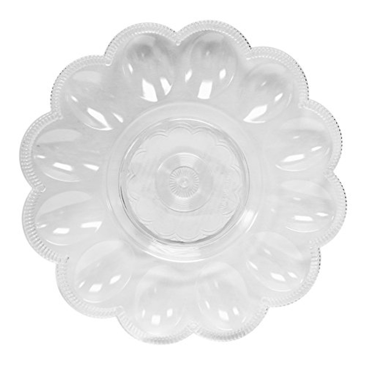 Deviled Egg Crystal Clear 9.5" Diameter Presence Serving Trays! Perfect for Any Party or Social Gathering! (3)