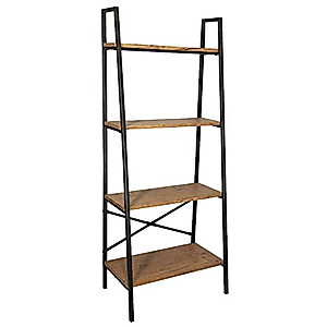 Blissun Ladder Shelf, 4-Tier Bookshelf, Storage Rack Shelf for Office, Bathroom, Living Room, Hazelnut Brown